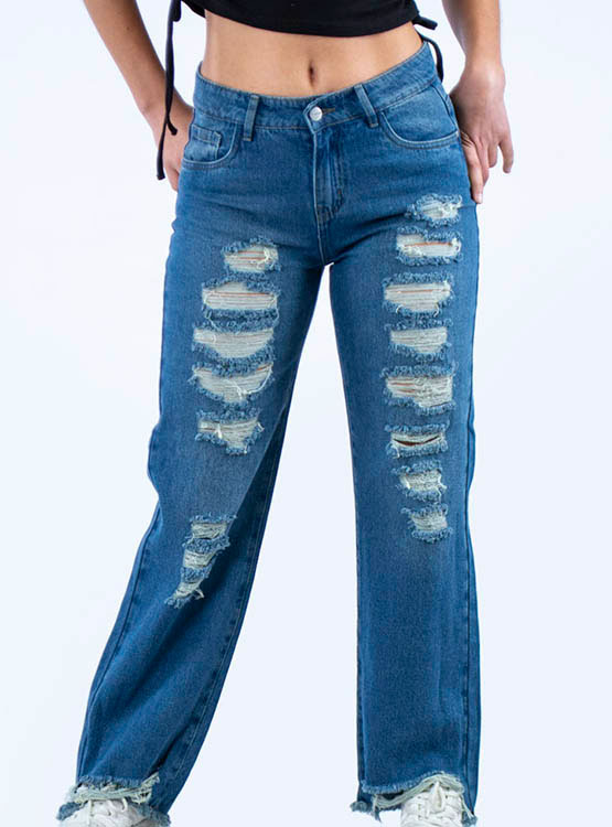 Ripley - JEAN STRAIGHT RASGADO BLACKOUT PARA MUJER